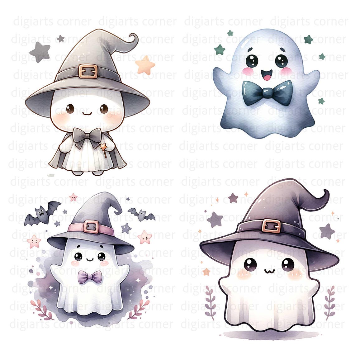 Cute Halloween Ghost Clipart, Watercolour Ghost PNG, Cute Kids ...