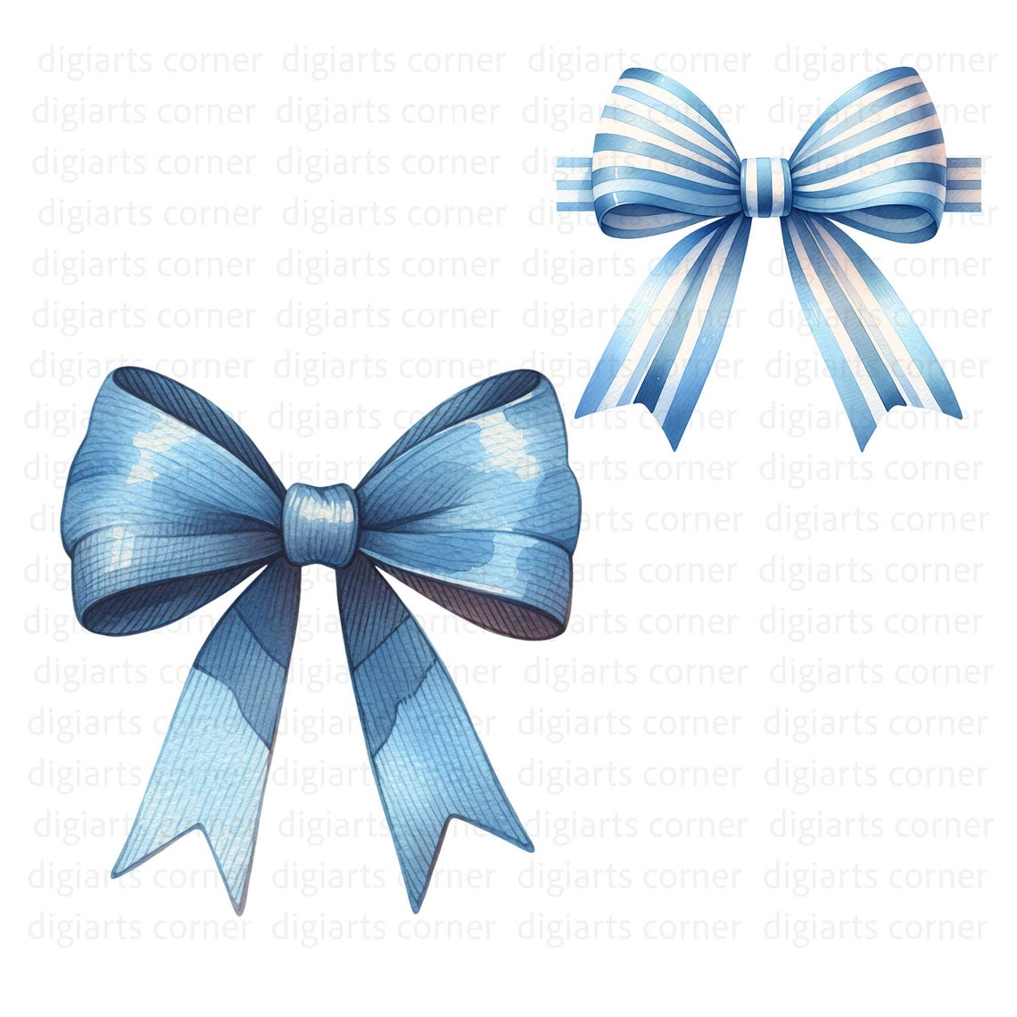 Blue Bows Clipart PNG, Blue Watercolor Bows Bundle, Bow Frames Clipart ...