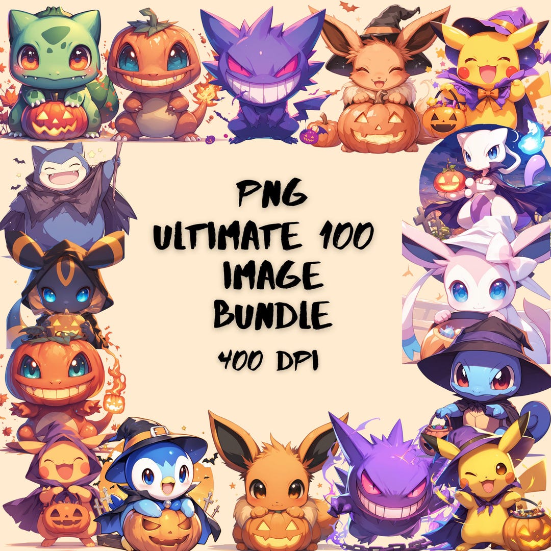 Spooky Pokemon Halloween Clipart Bundle With Bulbasaur, Pikachu ...