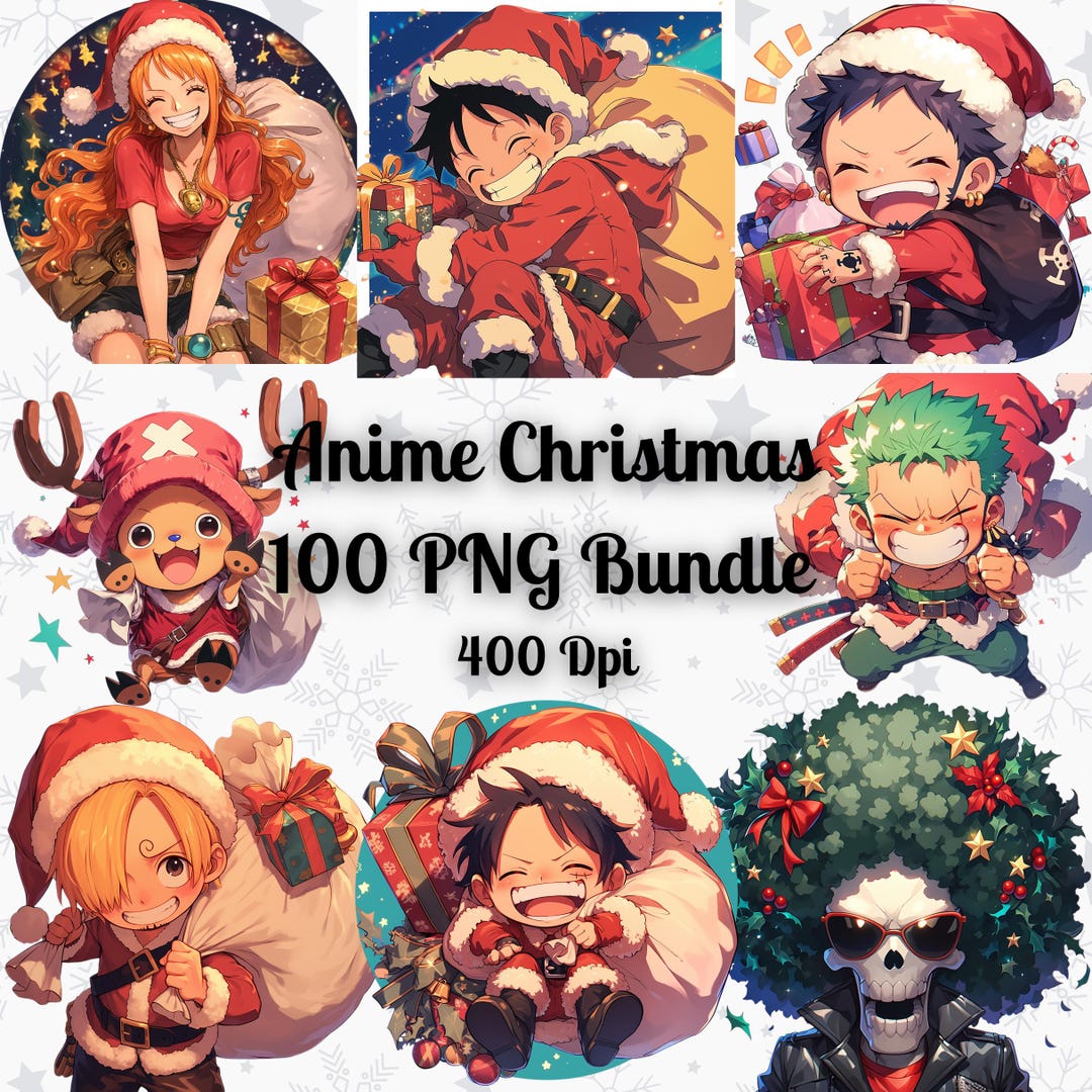 One Piece Christmas Anime Clipart: Luffy, Zoro, Sanji & More Cute ...