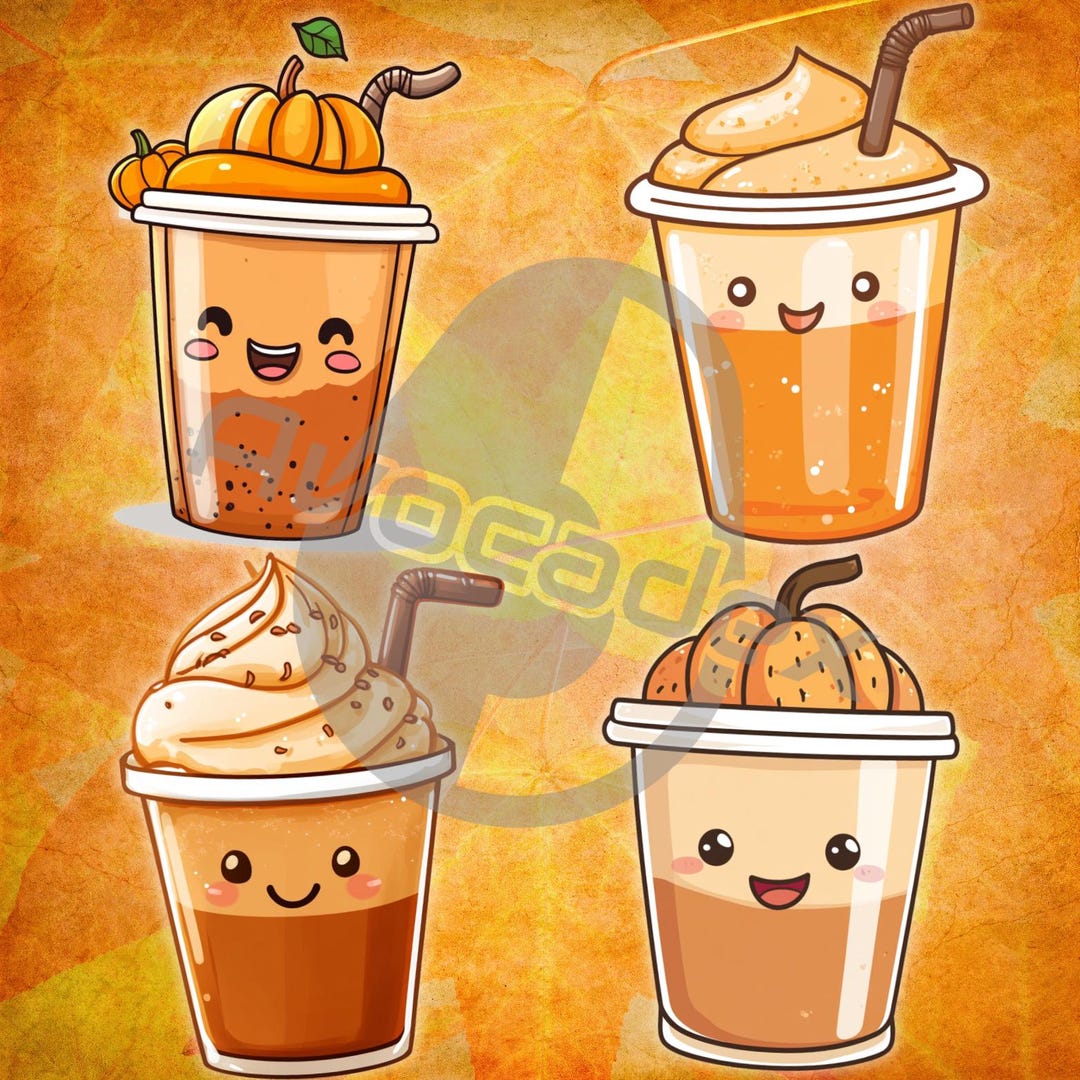 Adorable Pumpkin Spice Clipart Set, Cozy Fall Coffee Cup Images, Cute ...