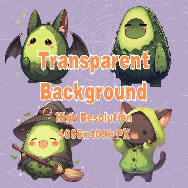 Cute Avocado Halloween Themed Clipart Bundle, 200 Pngs, Avocados ...