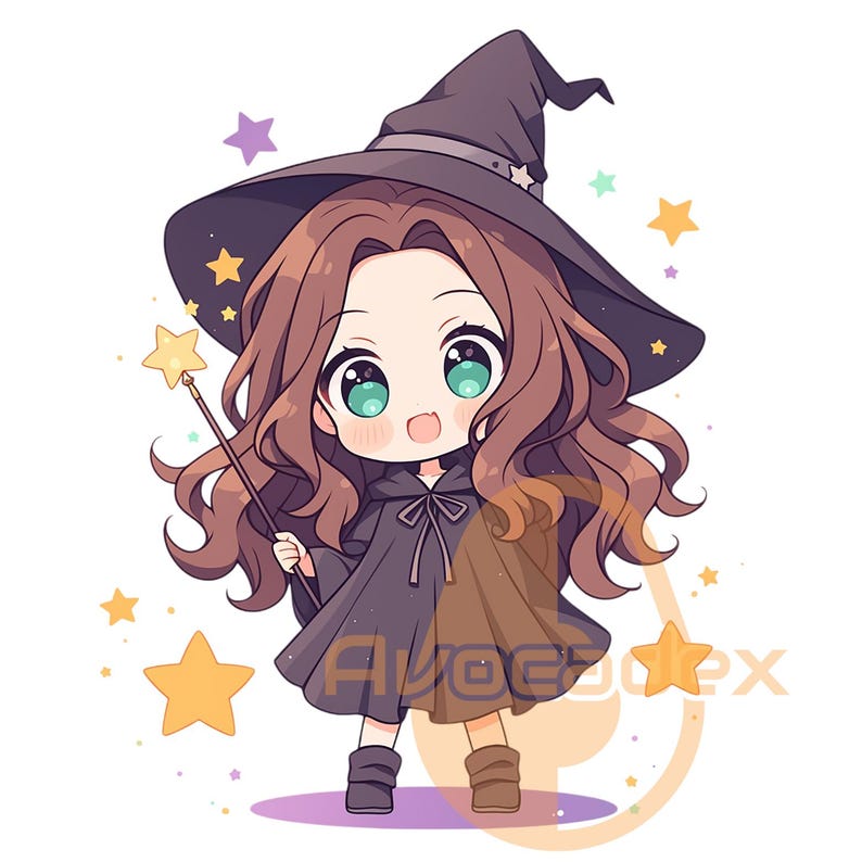 Cute Chibi Witch Clipart Pack for Halloween Spooky & Kawaii Anime ...