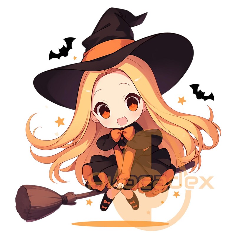 Cute Chibi Witch Clipart Pack for Halloween Spooky & Kawaii Anime ...