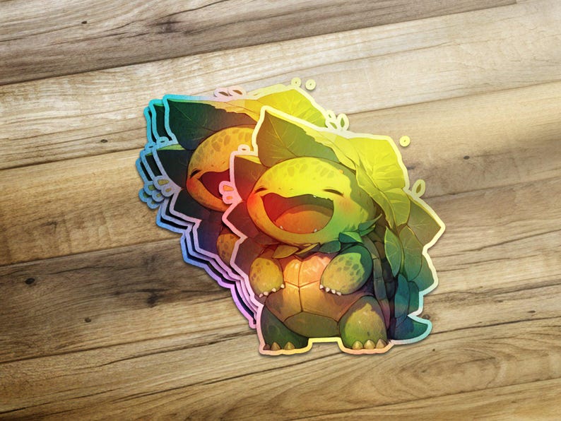 Avocado Water Turtle Pokemon Inspired Holographic Die-cut Stickers - Etsy
