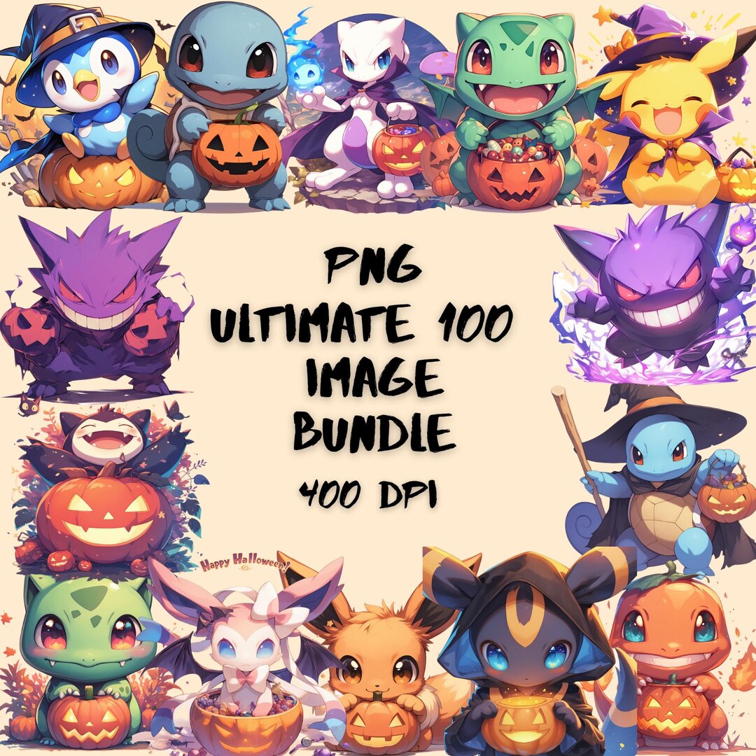 Spooky Pokemon Halloween Clipart Bundle With Bulbasaur, Pikachu ...