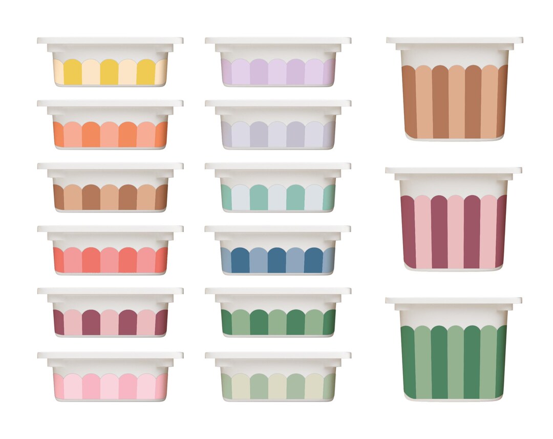 Colorful Scallop Stickers for IKEA TROFAST Bins, Rainbow Vinyl Wraps ...