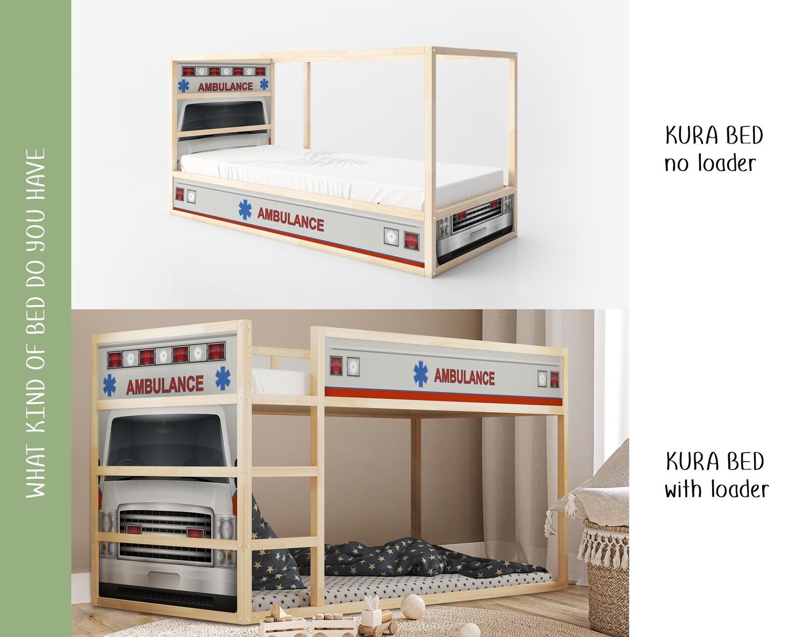 Ambulance Kura Bed Decals: Emergency Vehicle Bunk Bed Decoration - Etsy