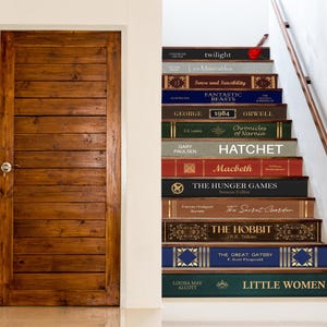 Book Spine Stair Decals, Literary Book Title Staircase Stickers ...