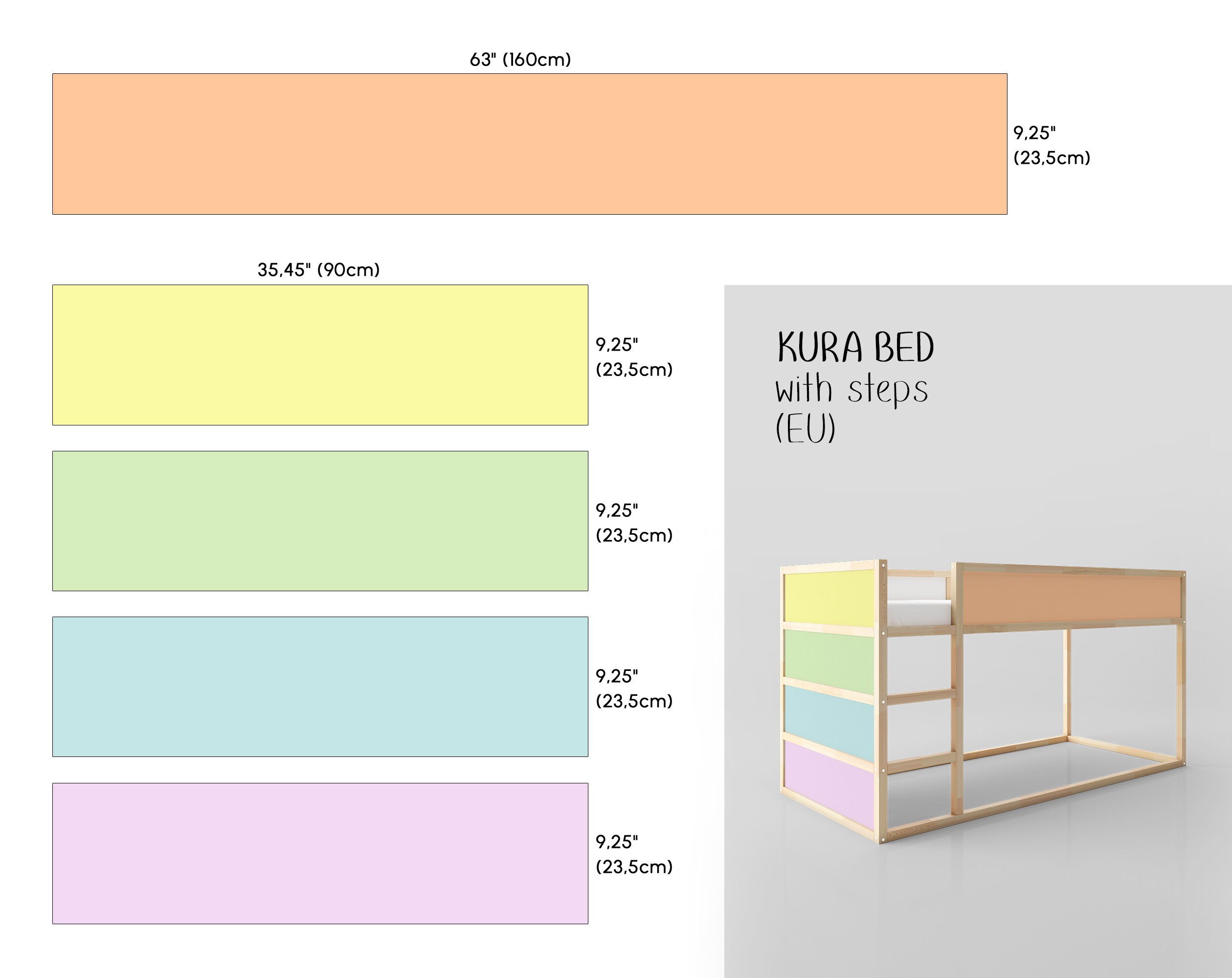 IKEA KURA BED Decals Multi-colored, Paster Vinyl Bed Stickers ...