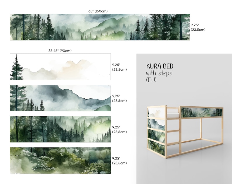 IKEA KURA BED Decal Forest, Bunk Ikea Kura Bed Decoration, Sunrise ...