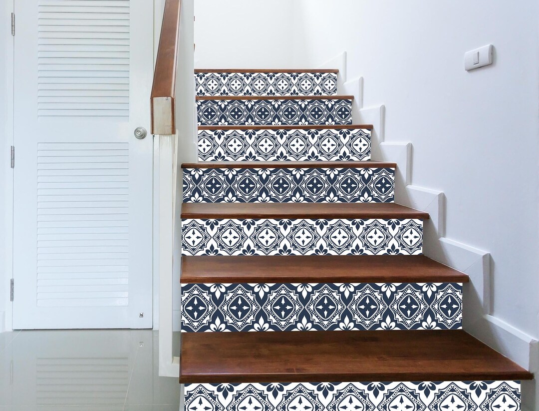 Elegant Mediterranean Tile Stair Decals , Peel&stick Stair Riser ...