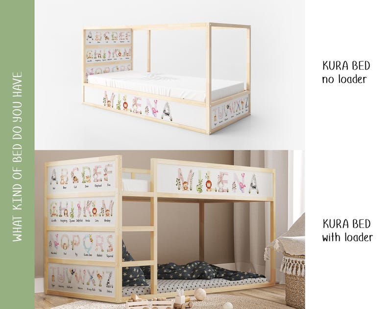 Montessori ABC Animals Ikea Kura Bed Sticker , Custom Nursery Decor for ...