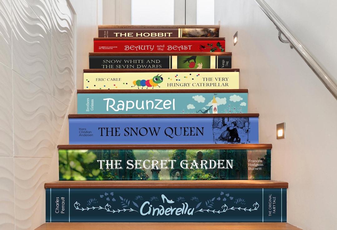 Book Spine Stair Stickers, Classic Literature Staircase Decals, Vintage ...
