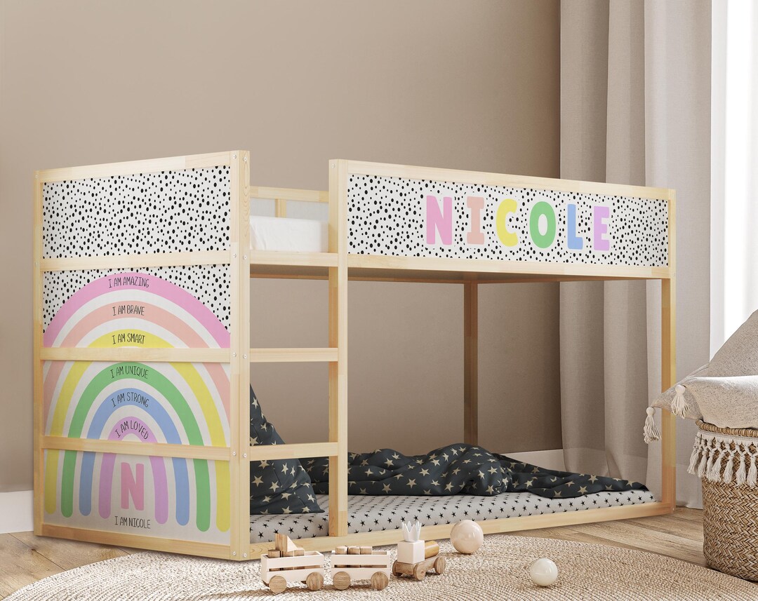 Personalized Rainbow Bed Stickers for IKEA KURA Bed, Custom Name Decal ...