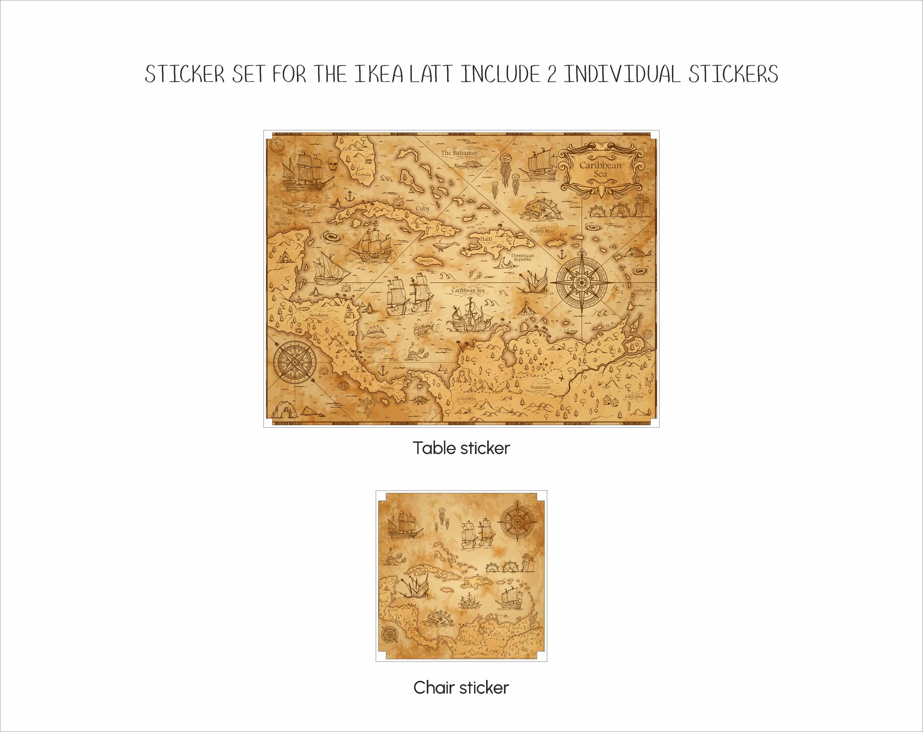 Pirate Treasure Map Stickers for IKEA LATT Table and Chairs, Adventure ...