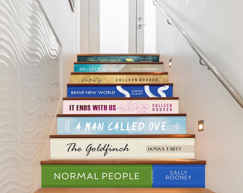 Custom Book Spine Stair Decals: Literary Staircase Decor - Etsy