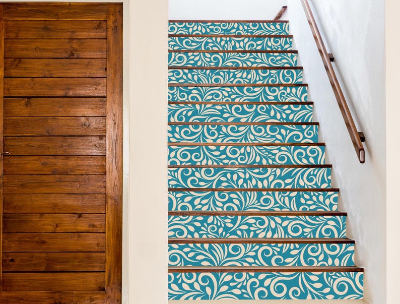 Turquoise Swirl Stair Riser Decals, Removable Vinyl Stickers for ...