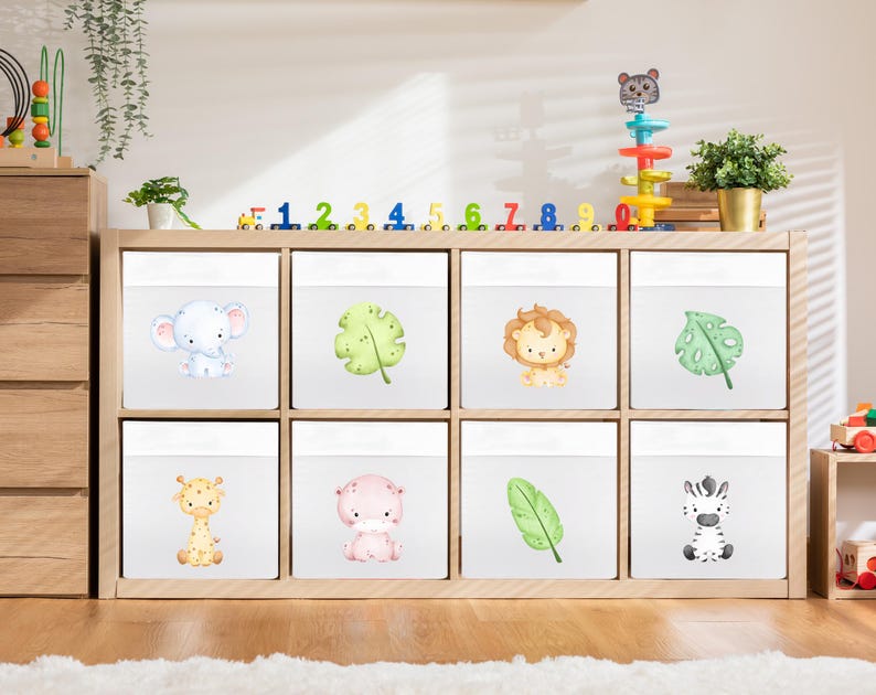 Safari Animal IKEA Kallax Storage Bin Stickers Set of 8, Jungle Animals ...