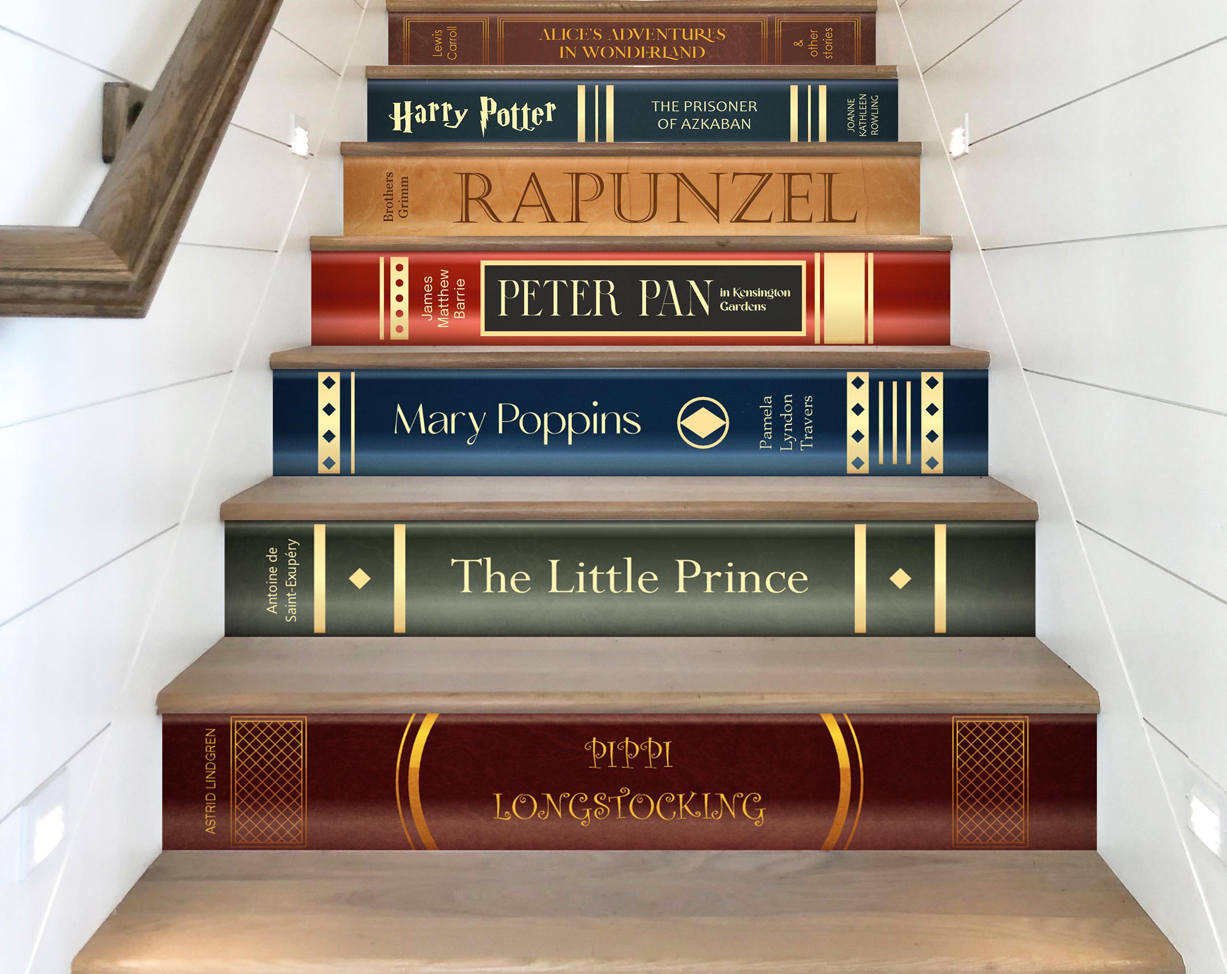Book Stair Stickers for Home Decor, Literary Staircase Decals, Vintage ...
