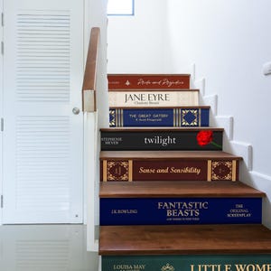 Book Spine Stair Decals, Literary Book Title Staircase Stickers ...