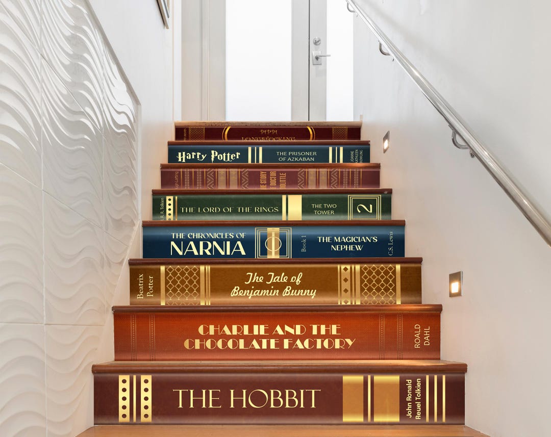 Book Stair Stickers for Home Decor, Literary Staircase Decals, Vintage ...