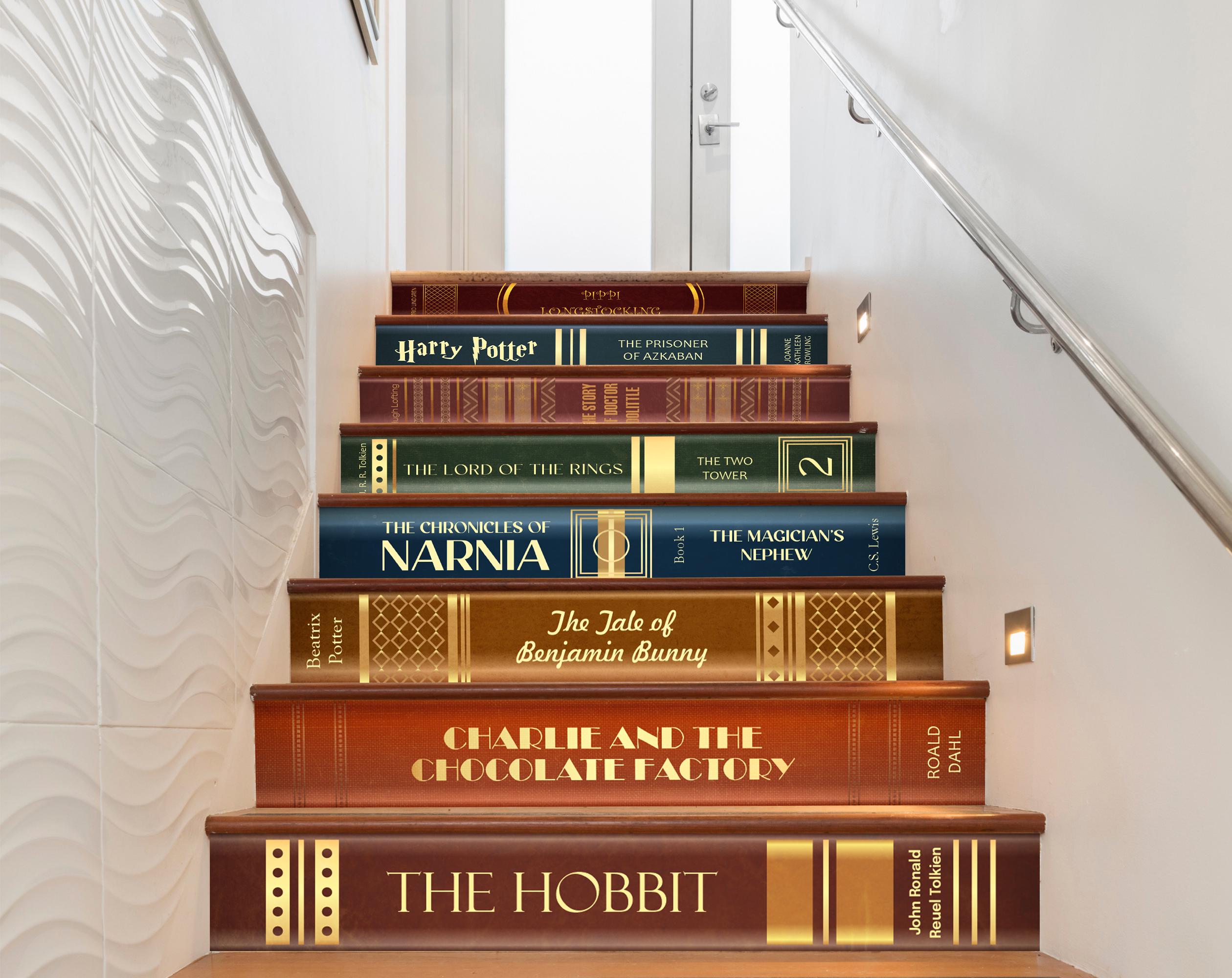 Book Stair Stickers for Home Decor, Literary Staircase Decals, Vintage ...