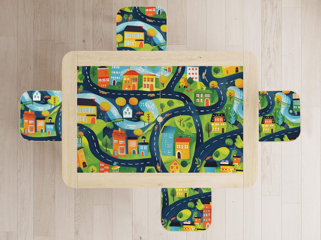 City Road Map Stickers for IKEA Flisat Table: Play Table Decals - Etsy