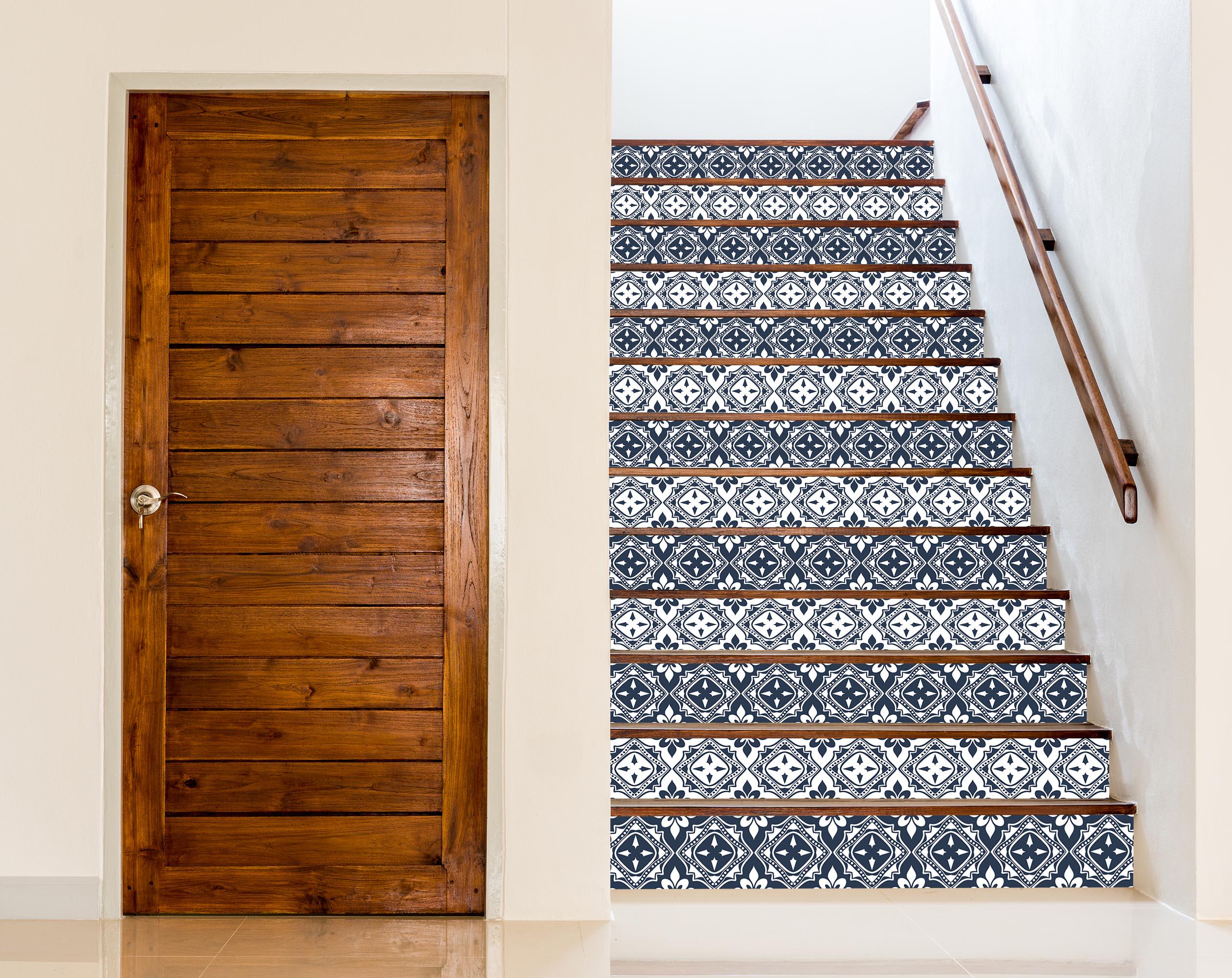 Elegant Mediterranean Tile Stair Decals , Peel&stick Stair Riser ...