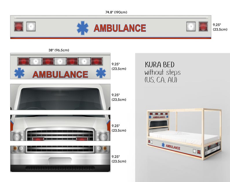 Ambulance Kura Bed Decals: Emergency Vehicle Bunk Bed Decoration - Etsy