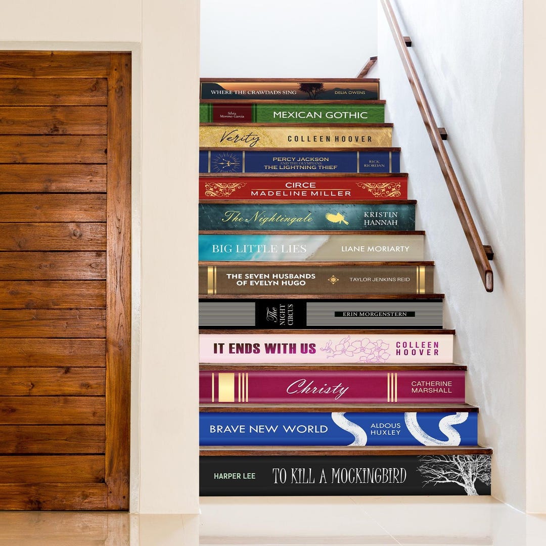 Custom Book Spine Stair Decals: Literary Staircase Decor - Etsy