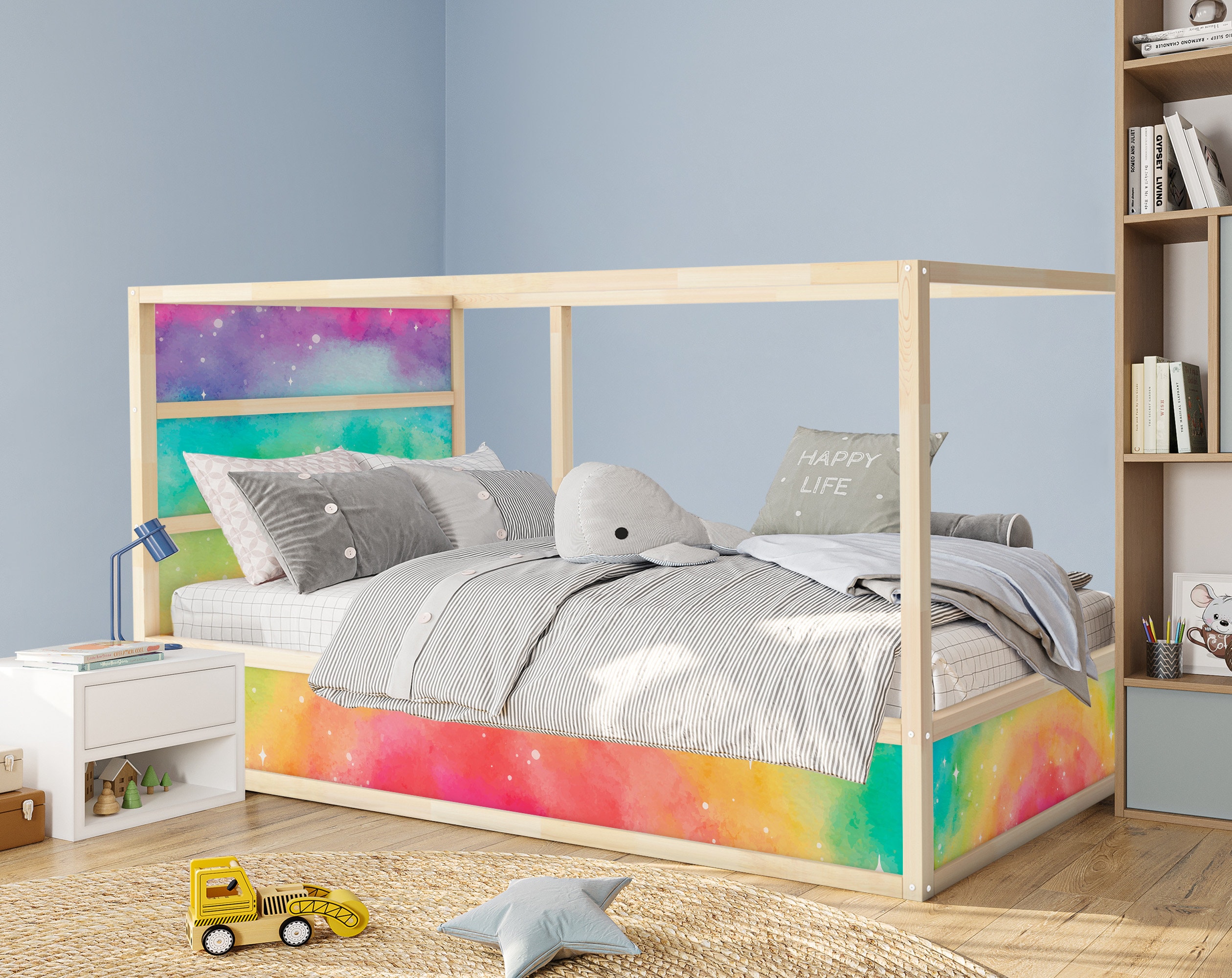 IKEA KURA BED Decals Rainbow, Rainbow Boho Vinyl Bed Stickers, Wrap for ...