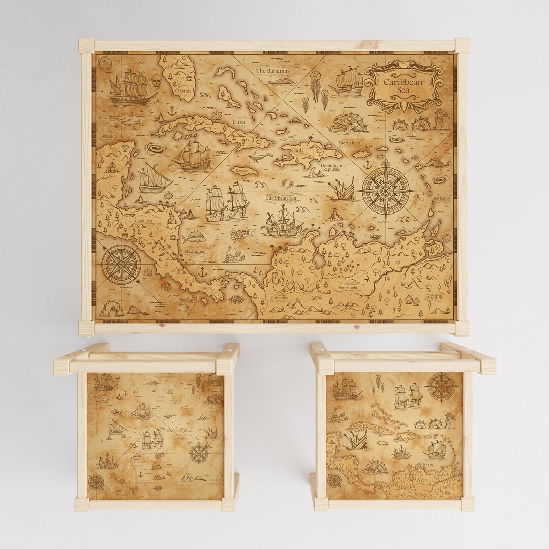 Pirate Treasure Map Stickers for IKEA LATT Table and Chairs, Adventure ...