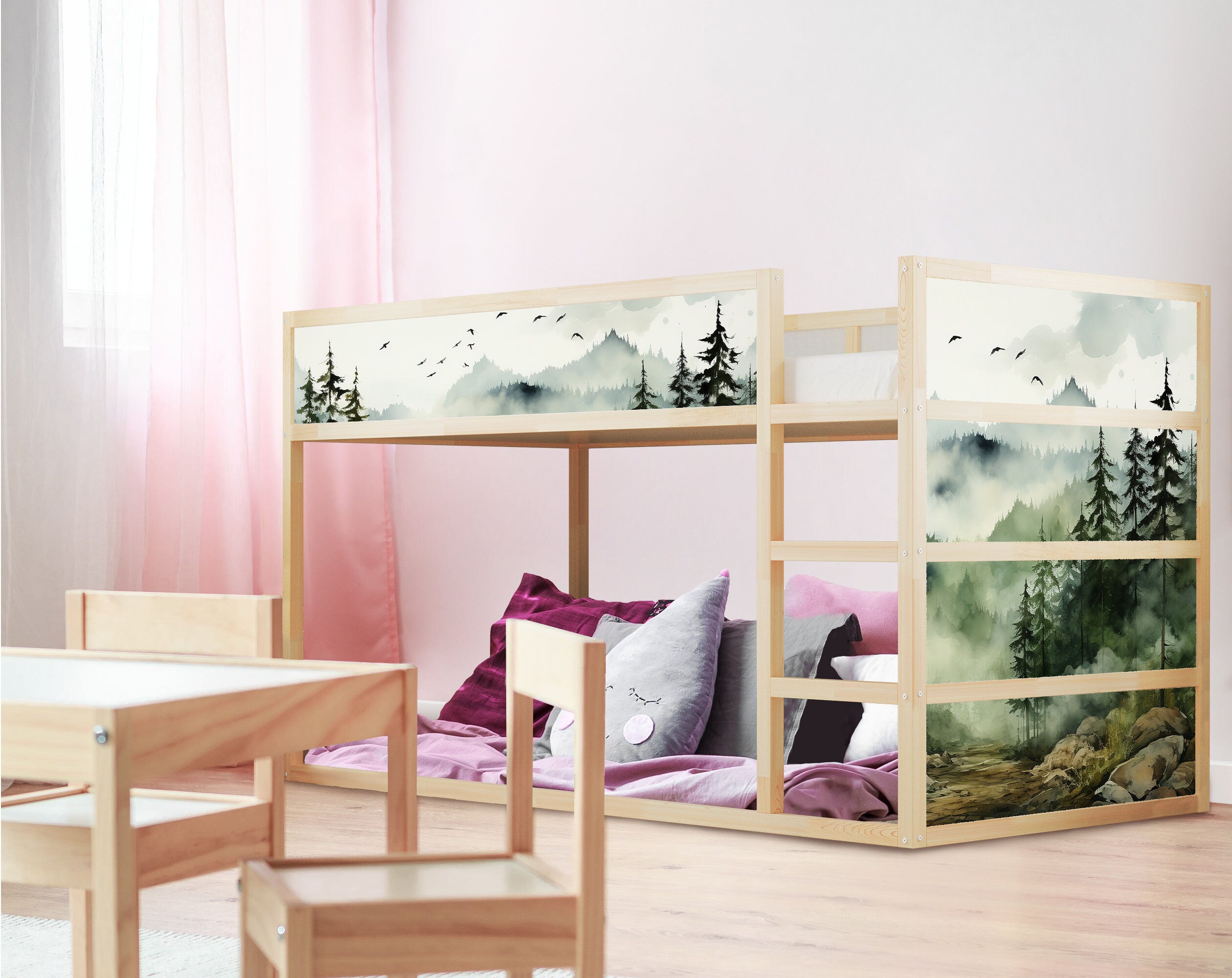 Forest Theme Ikea Kura Bed Sticker Vinyl Decal for Kids' Room, Bunk ...