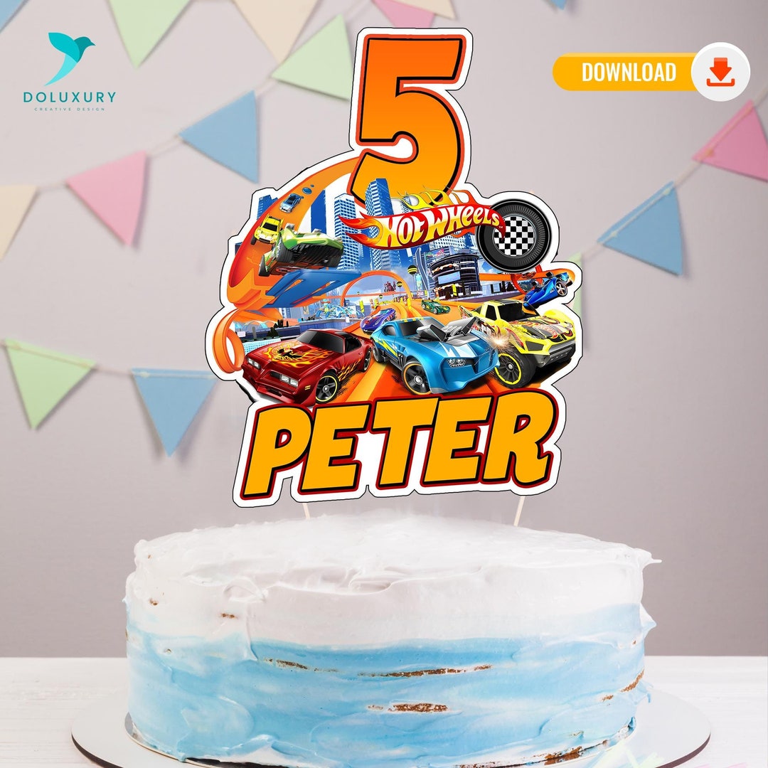 Racing Cars Wheels Birthday Cake Topper, Printable Hot Wheels Party ...