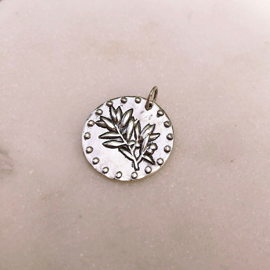 Sterling Silver Olive Branch Medal Pendant, Roman Coin Style Medallion ...