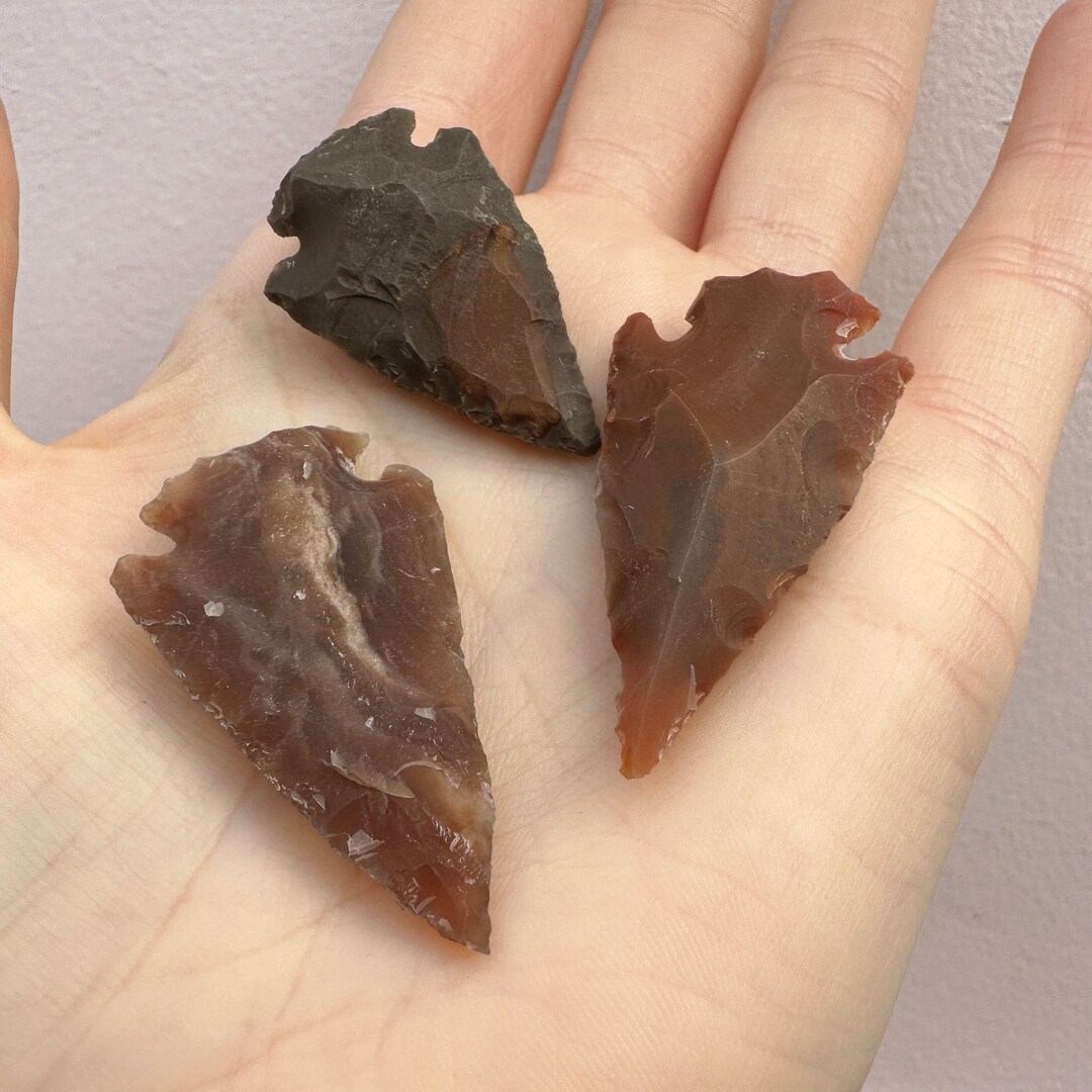 Set of 5 Jasper Arrowheads, Tribal Arrow Symbol Earthy Stone Charm ...
