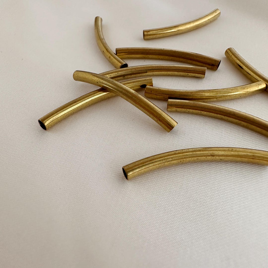 Raw Brass Curved Tube Connectors X 10, Golden Classic Curvy Bar Beads ...