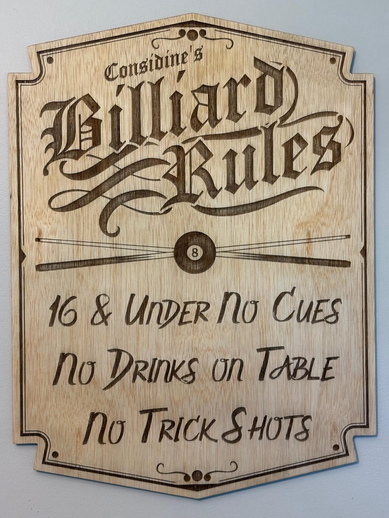 Laser Engraved Pool Room Rules Sign: Billiard Decor - Etsy