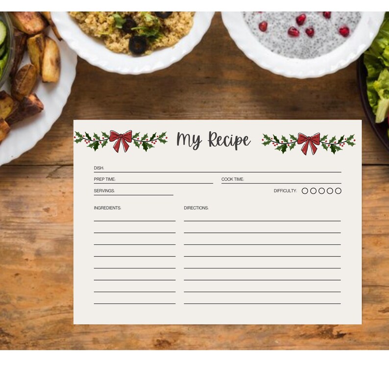 Editable Recipe Card Template, Minimalist Recipe Card, Recipe Template ...