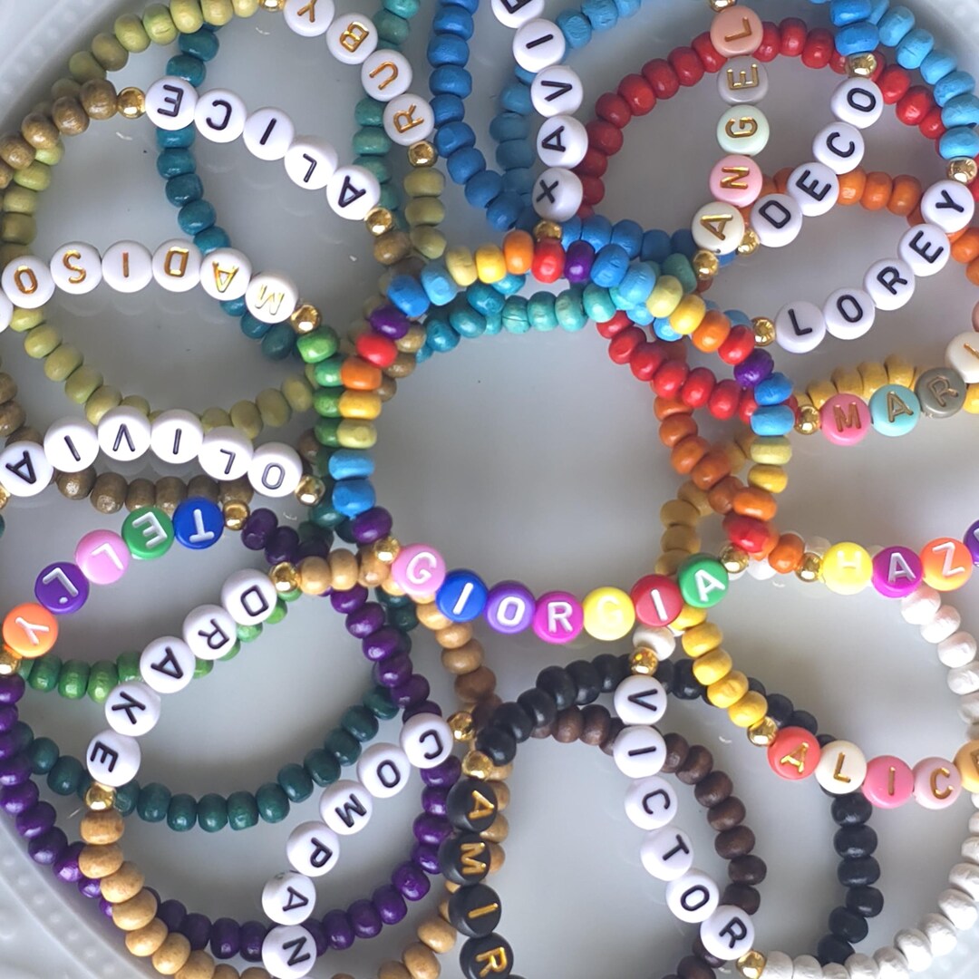 Bulk Order Beaded Bracelets, Personalized Wooden Beaded Friendship ...