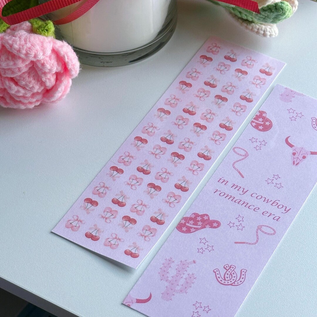Pink Bookmarks Cowboy Romance, Cherries, Girly Bookmarks, Book ...