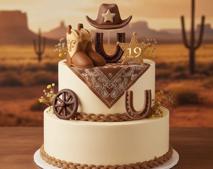 Cowboy Birthday Cake Topper Set(non-edible)/custom Age– Rodeo Party ...