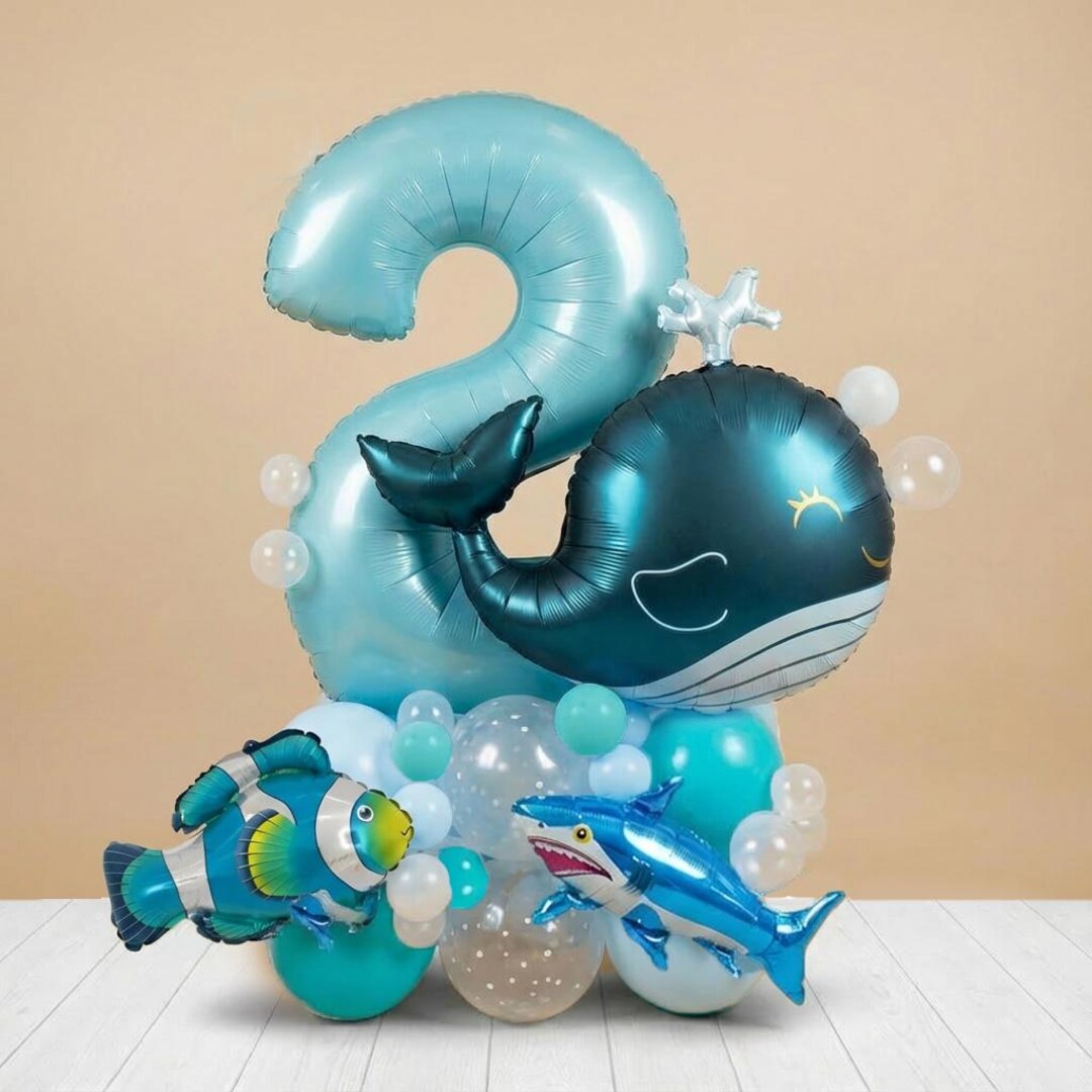 Under the Sea Whale Balloon Stack, Ocean Theme Party Decor - Etsy