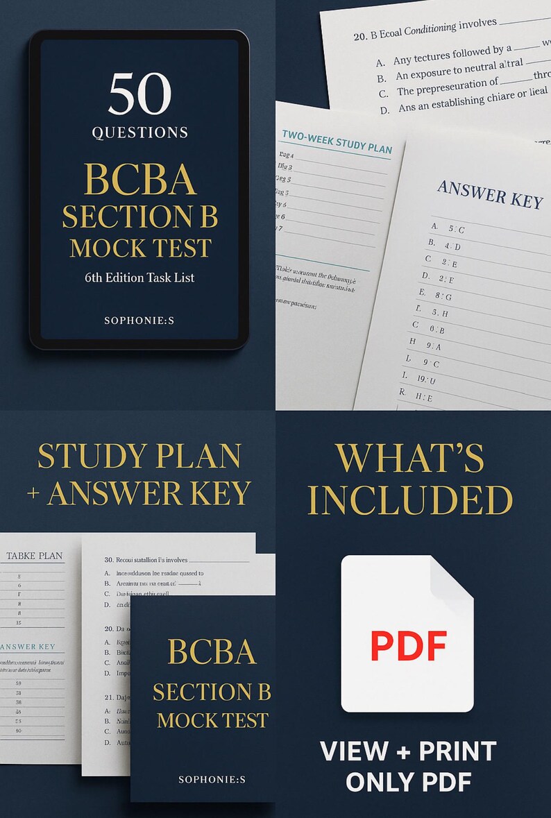 BCBA 6th Edition Exam Prep - Section B Mock Questions + Study Plan (PDF ...