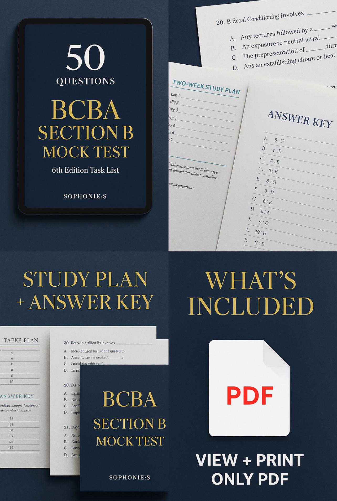 BCBA 6th Edition Exam Prep - Section B Mock Questions + Study Plan (PDF ...