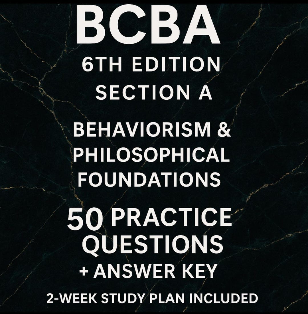BCBA 6th Edition Section A Study Guide – 50 Practice Questions (PDF) - Etsy