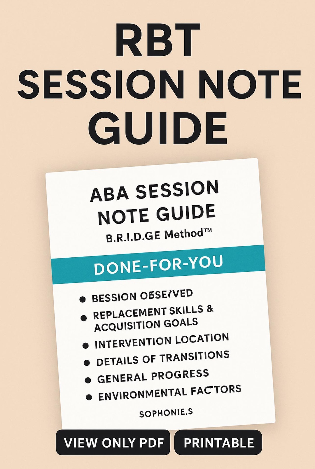 RBT ABA Session Note Guide PDF - Etsy