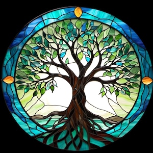 Tree of Life Stained Glass Suncatcher Tree of Life Light Catcher Window ...