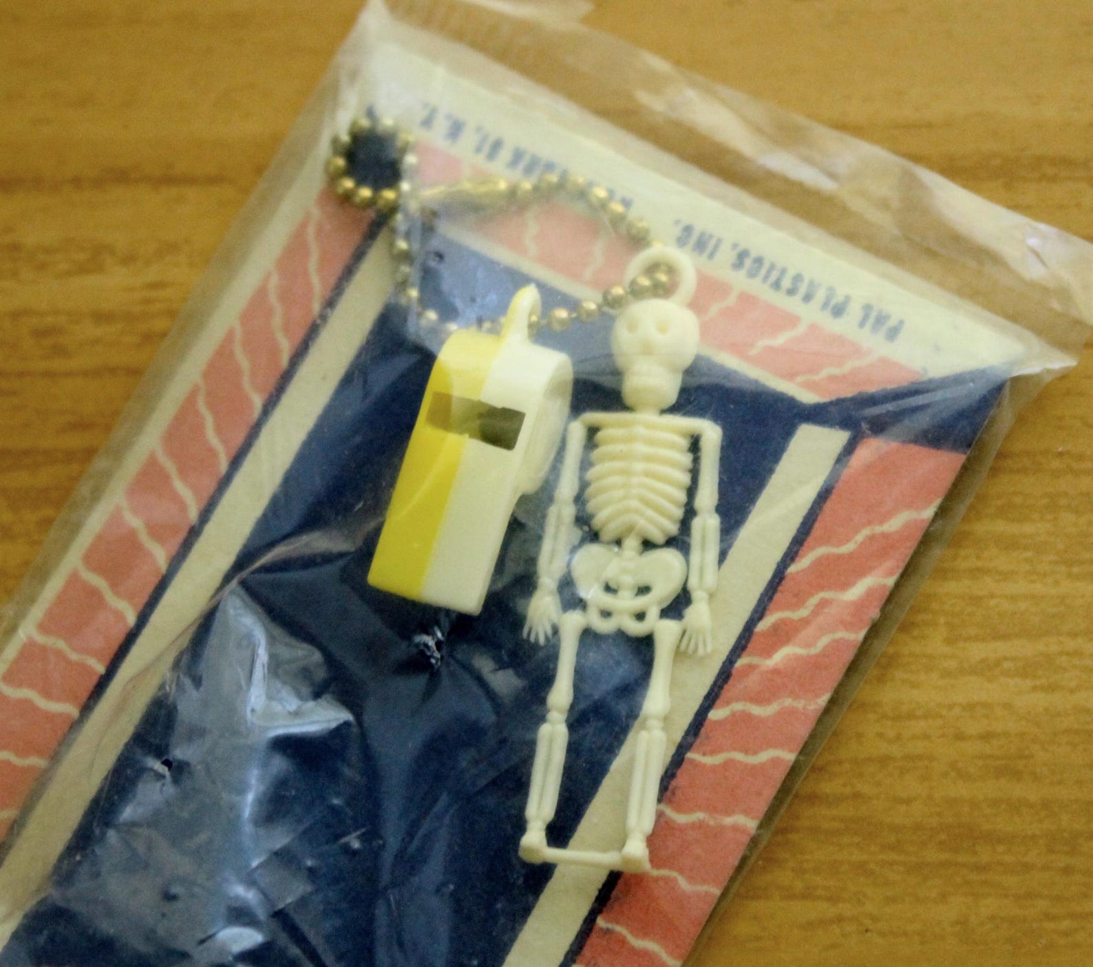 Vintage Tiny Miniature Plastic Skeleton and Plastic Whistle Key Chain ...